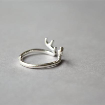 Big Antler Ring, Reindeer Ring, 925 Sterling Silver Ring, Adjustable ...