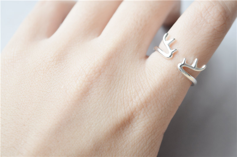 Big Antler Ring, Reindeer Ring, 925 Sterling Silver Ring, Adjustable ...
