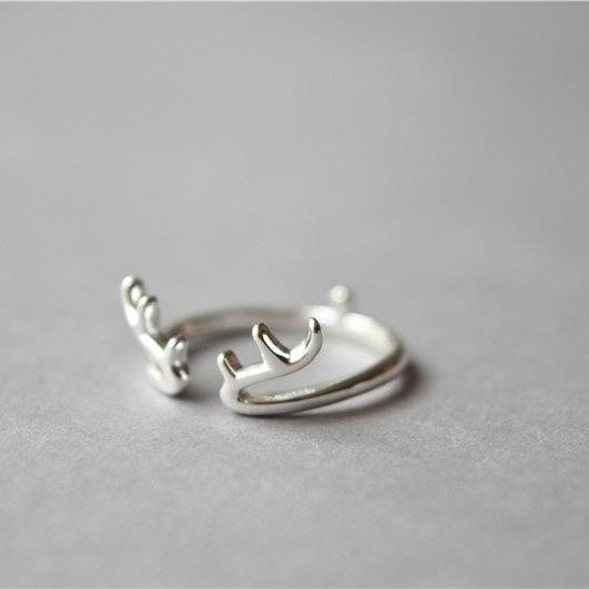 Big Antler Ring, Reindeer Ring, 925 Sterling Silver Ring, Adjustable ...