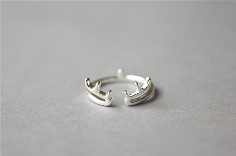Big Antler Ring, Reindeer Ring, 925 Sterling Silver Ring, Adjustable ...